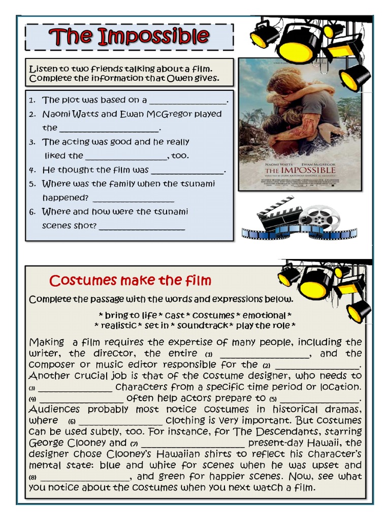 Describing Films Information Gap Activities Tests Video Movie Activ ...