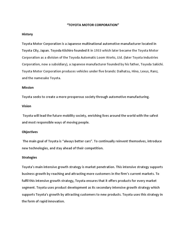 Application of Lean Manufacturing Tools at Toyota Motor Corporation ...