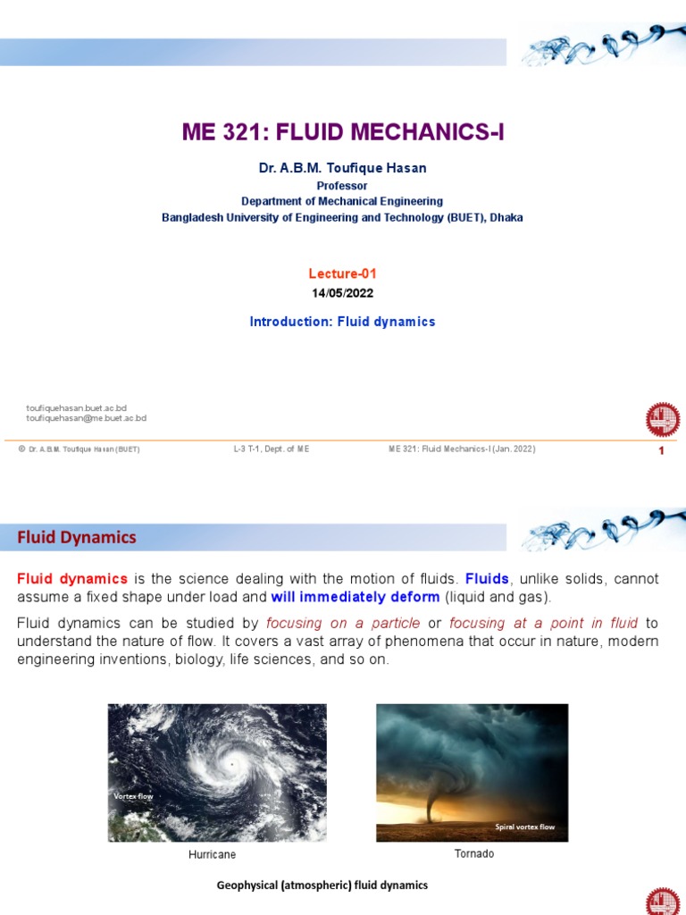 ME 321 - (Jan 2022) - Lec-01 | Download Free PDF | Fluid Mechanics | Fluid Dynamics