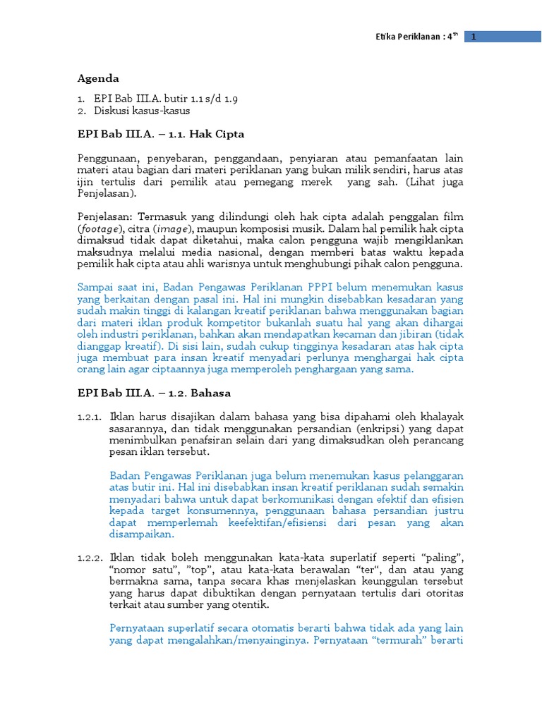 Etika Periklanan UMB Pertemuan 4 - FXR | PDF