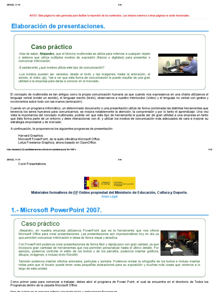 Elaboración de Presentaciones. | PDF | Microsoft PowerPoint | Multimedia