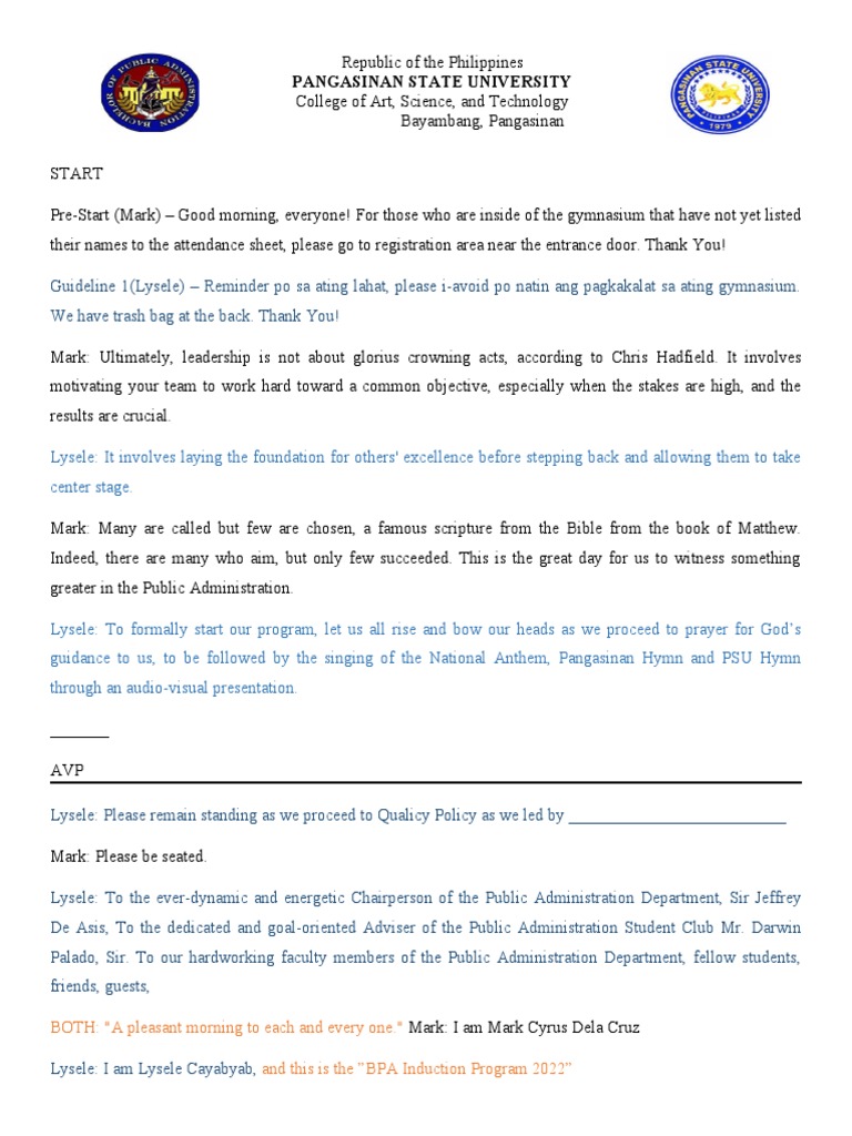 Script Induction Program | PDF