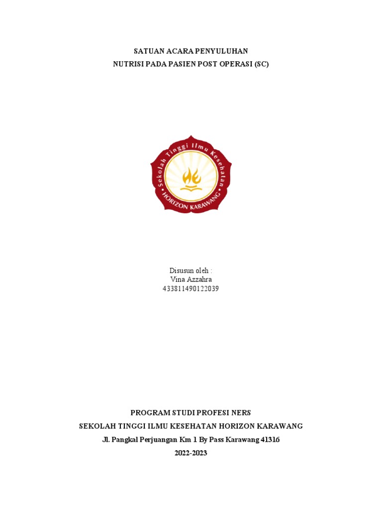 Sap Nutrisi Post Op | PDF | Pengembangan Diri | Kesehatan Holistik