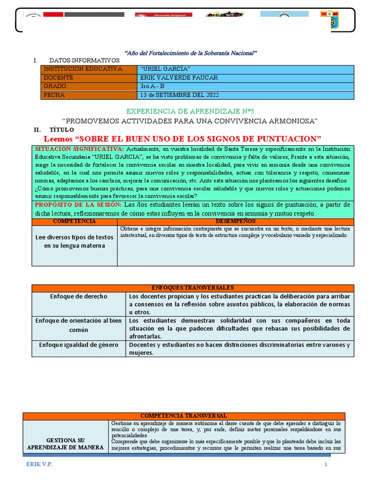 SESIÓN Eda 5 13set2022 | PDF | Aprendizaje | Evaluación