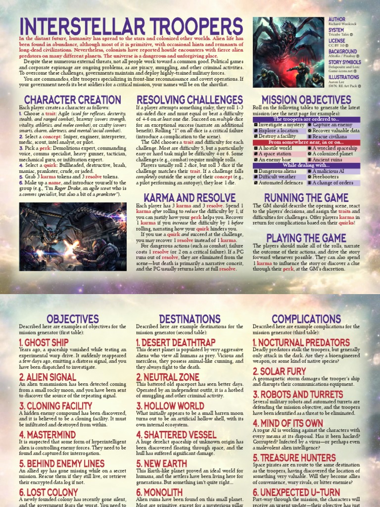 Interstellar Troopers (Tricube Tales One Page RPG) | PDF ...