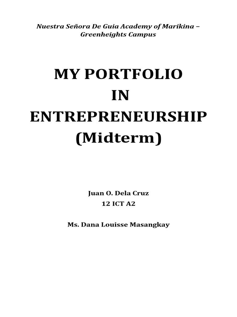 Entrepreneurship Portfolio Reflection | PDF
