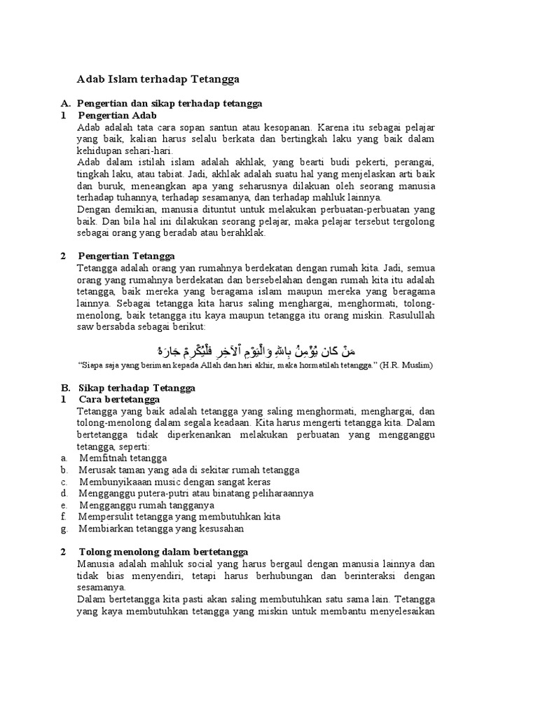 Adab Islam Terhadap Tetangga | PDF