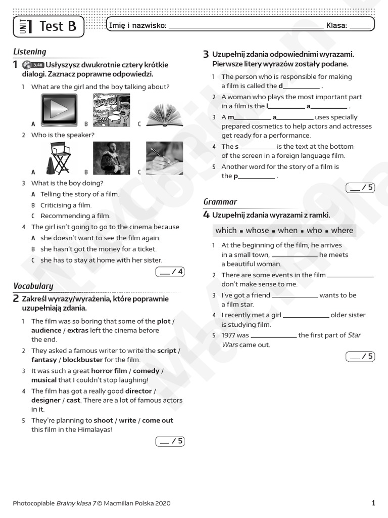 Brainy Kl7 Unit Test 1 B | PDF