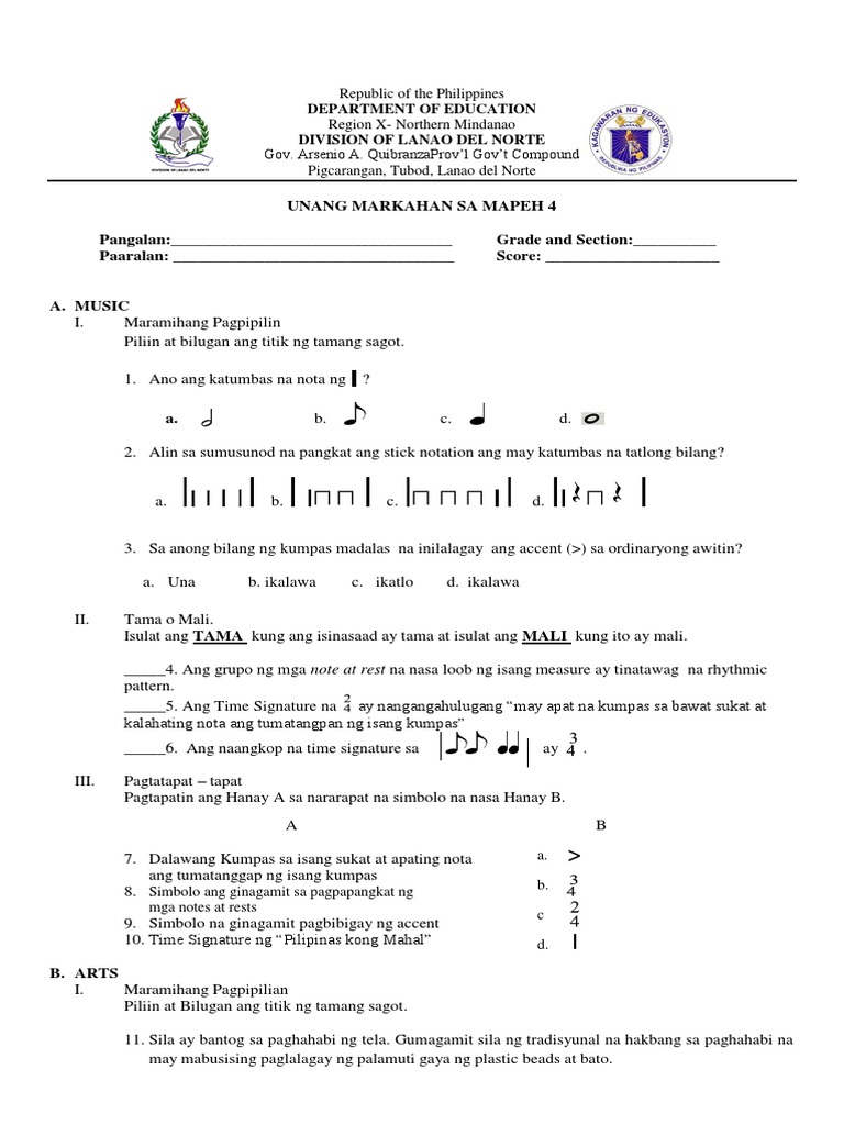 Mapeh Grade 4 | PDF