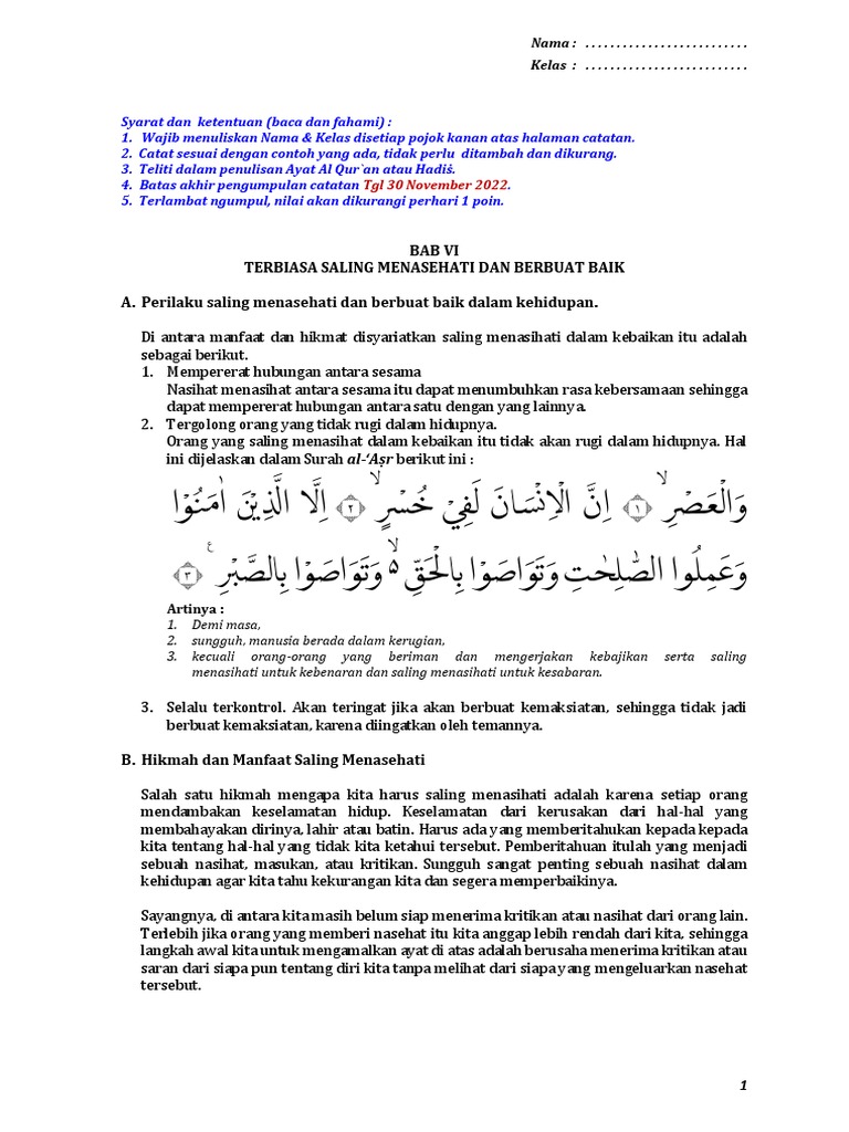 Ringkasan Bab 6: Menasihati dan Berbuat Baik | PDF