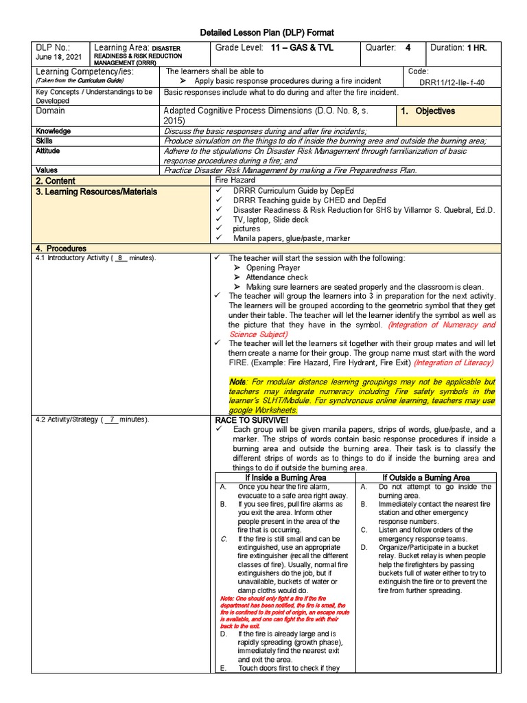 DLP in DRRR For Cot4 | PDF | Learning | Fires