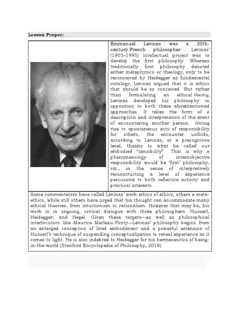 11 - Emmanuel Levinas | PDF | Phenomenology (Philosophy) | Edmund Husserl