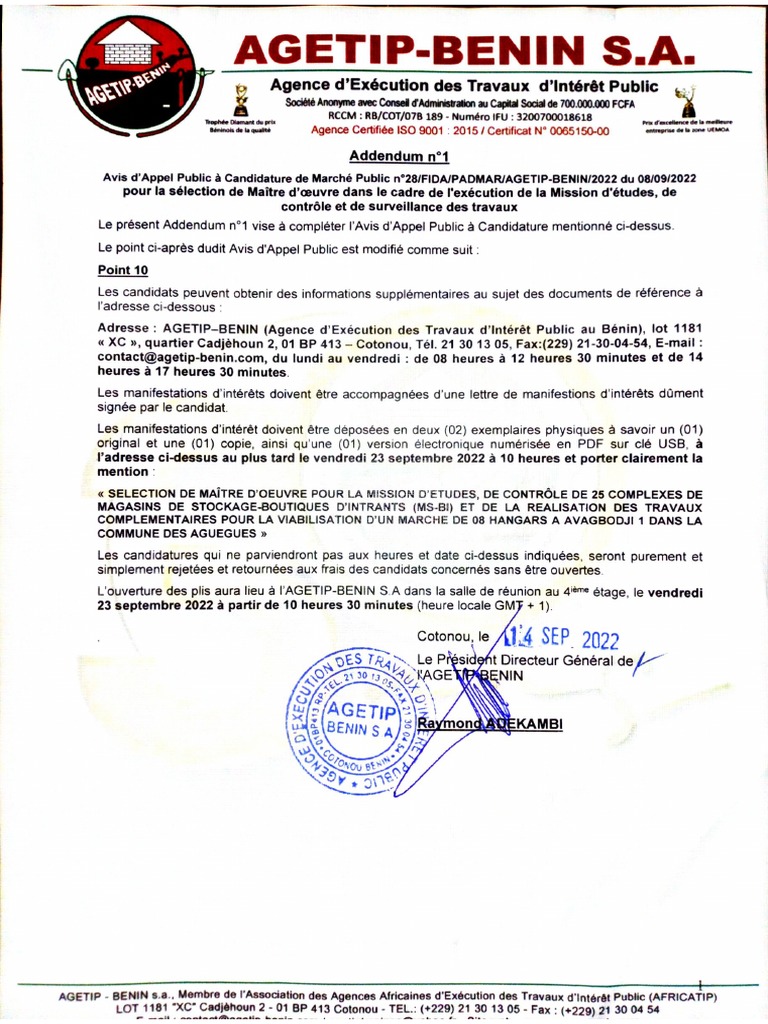 Exemplaire D'appel D'offre | PDF