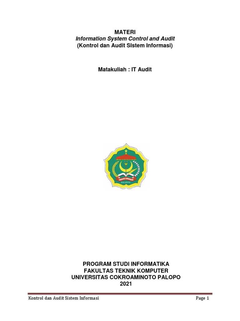 Kontrol Dan Audit Sistem Informasi MATERI | PDF | Komputer