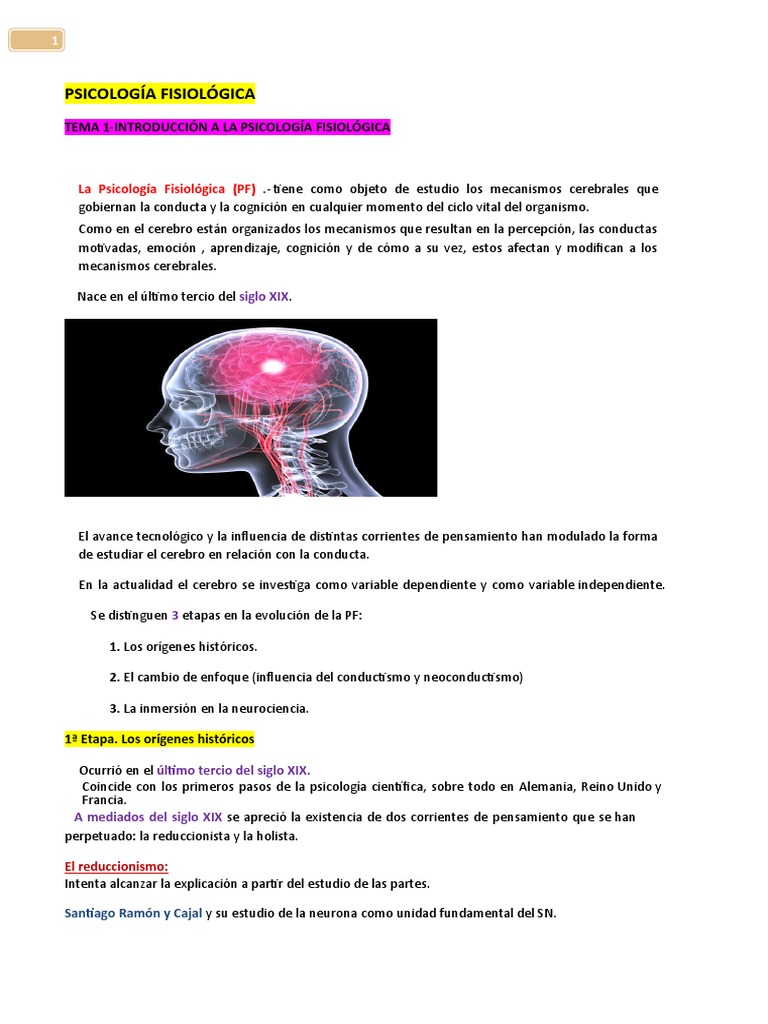 21438085-PSICOLOGÍA+FISIOLÓGICA Tema+1 | PDF | Las emociones | Cerebro