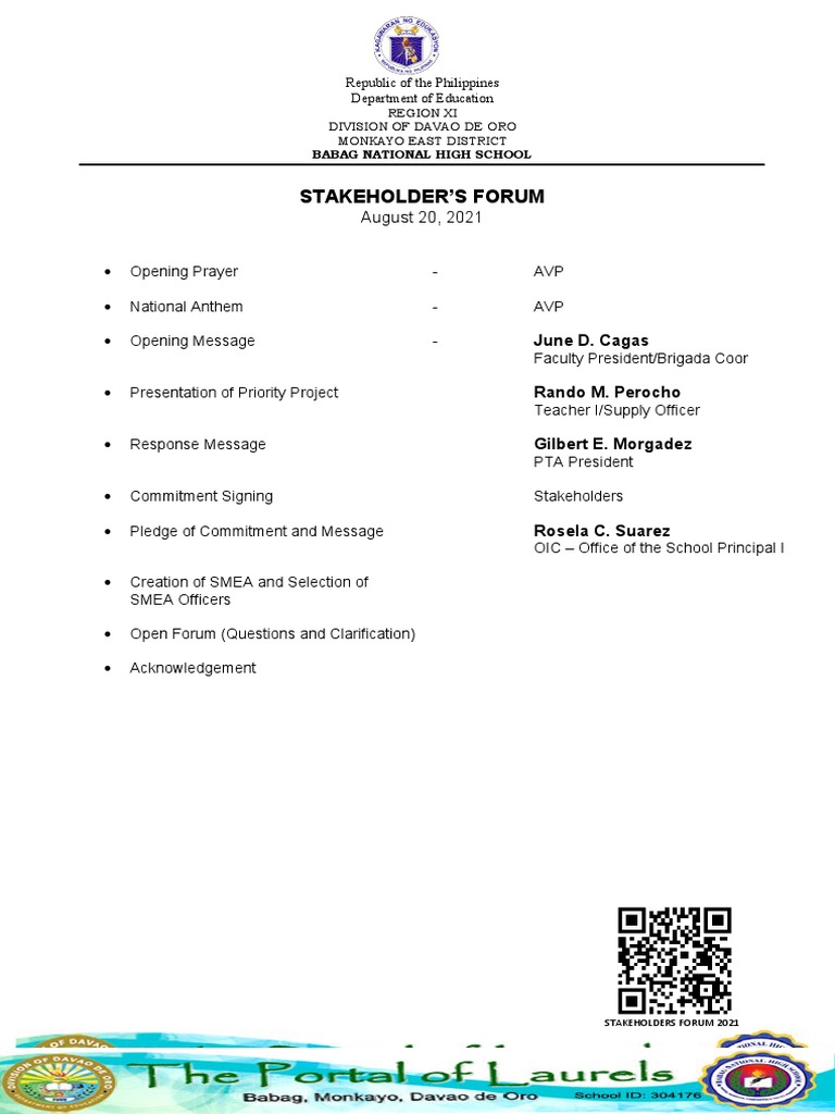 Stakeholders Forum Agenda 2021 | PDF