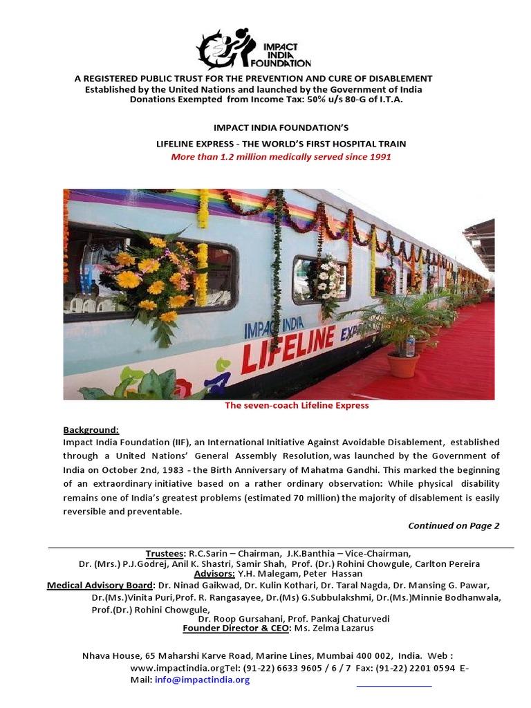 Impact India Foundation - Lifeline Express Project Introduction ...