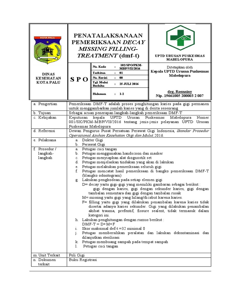 Pemeriksaan DMF-T | PDF