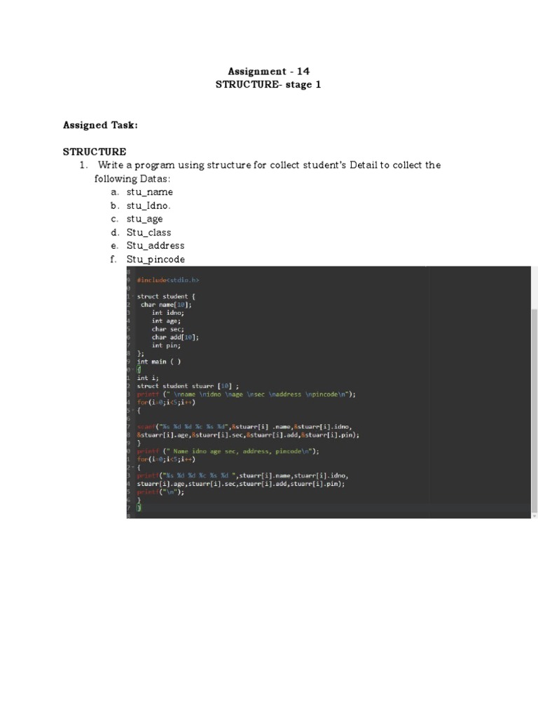 Assignment - 20 Structure Stage 1 | PDF