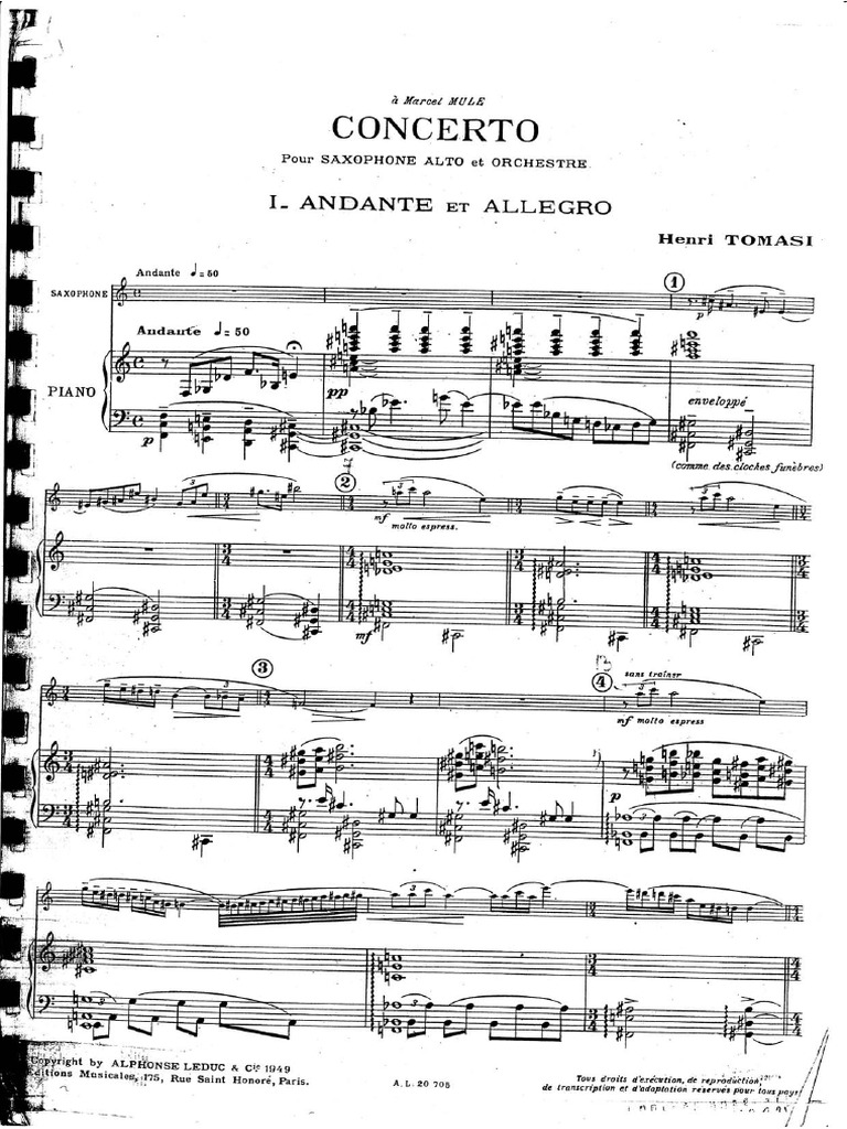 Henri Tomasi - Concerto (Partitura Piano) | PDF