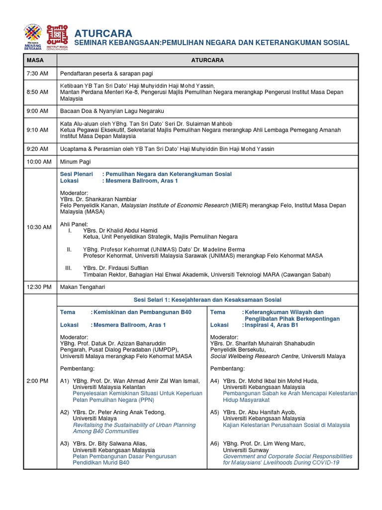 Aturcara Seminar Kebangsaan - 13 Oktober 2022 Print | PDF