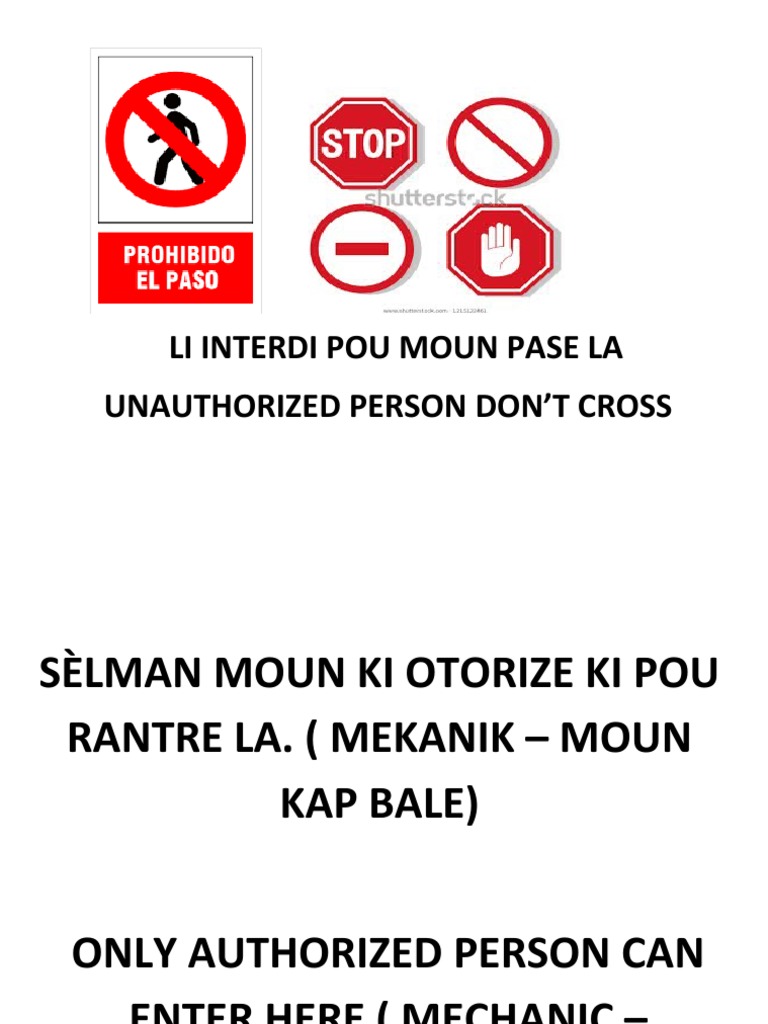 Li Interdi Pou Moun Pase La | PDF