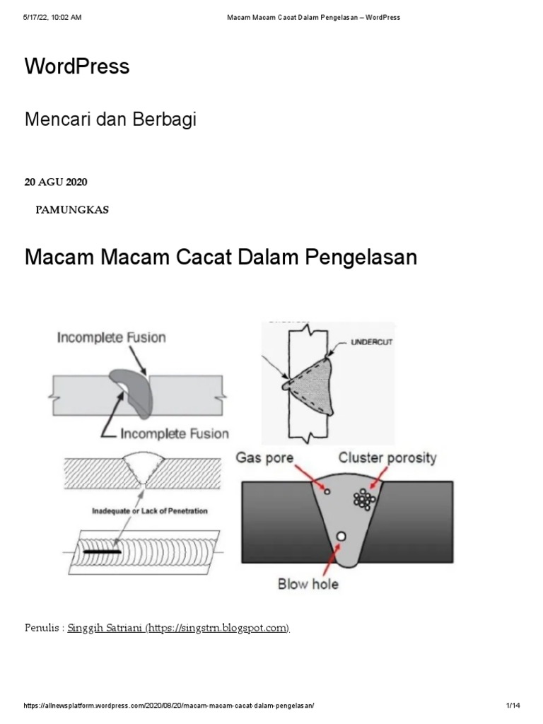 Macam Macam Cacat Dalam Pengelasan - WordPress | PDF