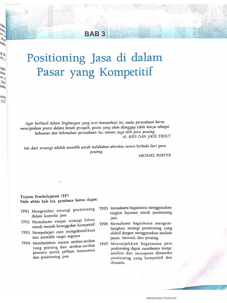 Bab 3 Positioning Jasa Di Dalam Pasar Yang Kompetitif | PDF