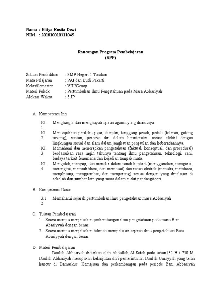 Contoh RPP | PDF