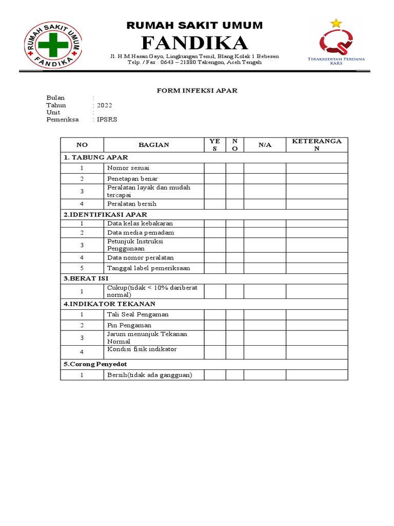 K3RS FORM Pengecekkan APAR PRINT | PDF