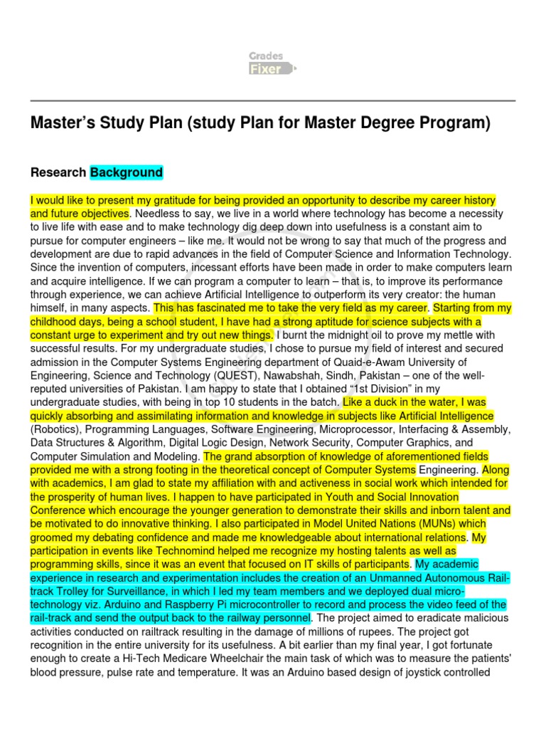 Master's Study Plan (Study Plan For Master Degree Program) | PDF | Artificial Intelligence ...