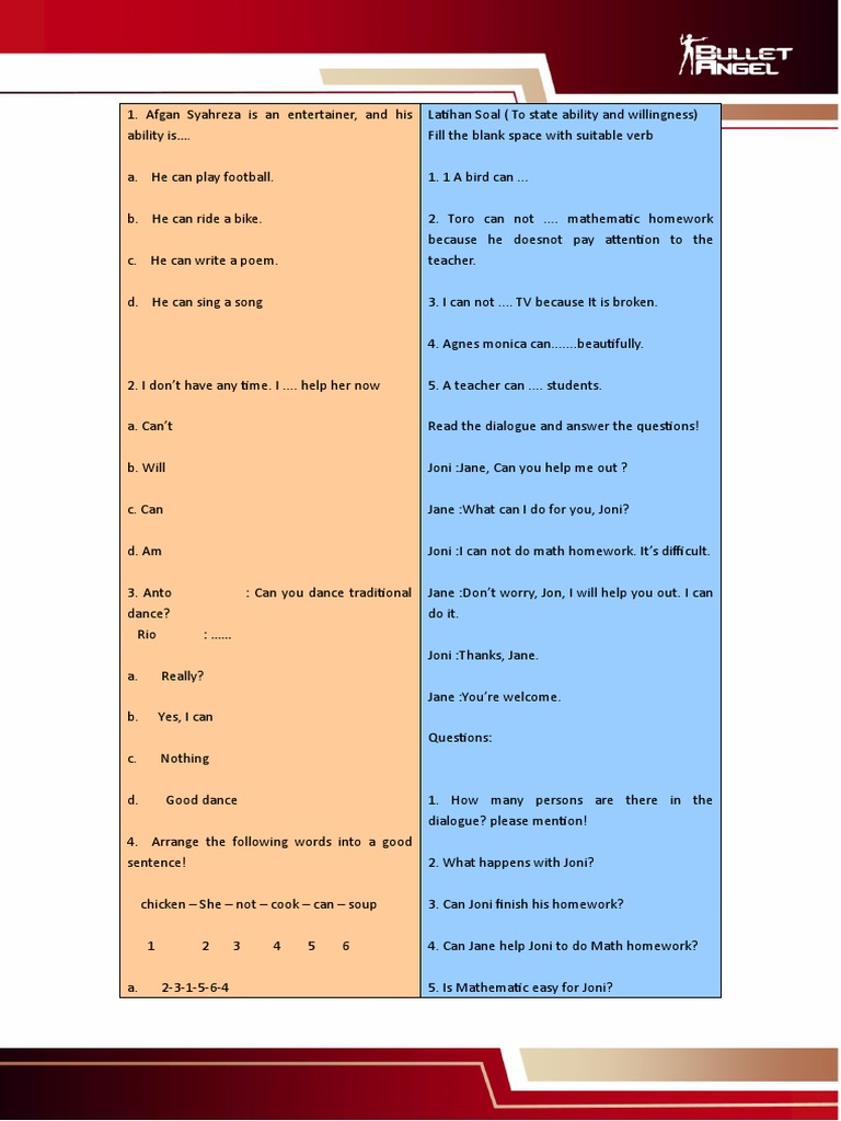 Ability and Willingness Eng 8 | PDF