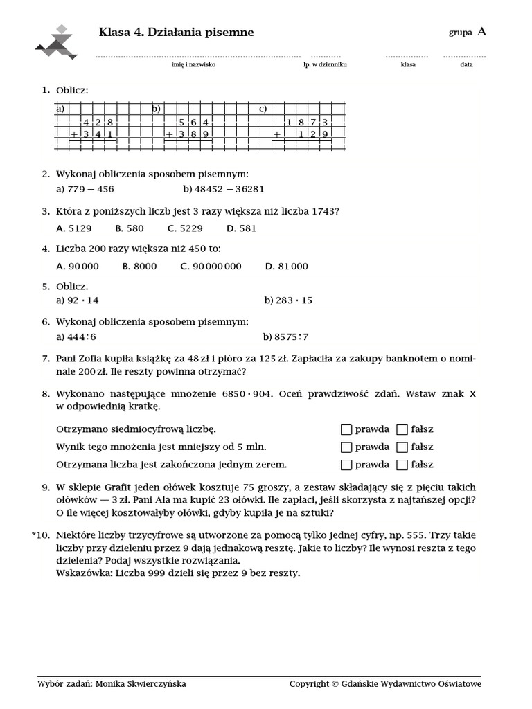 Działania Pisemne | PDF