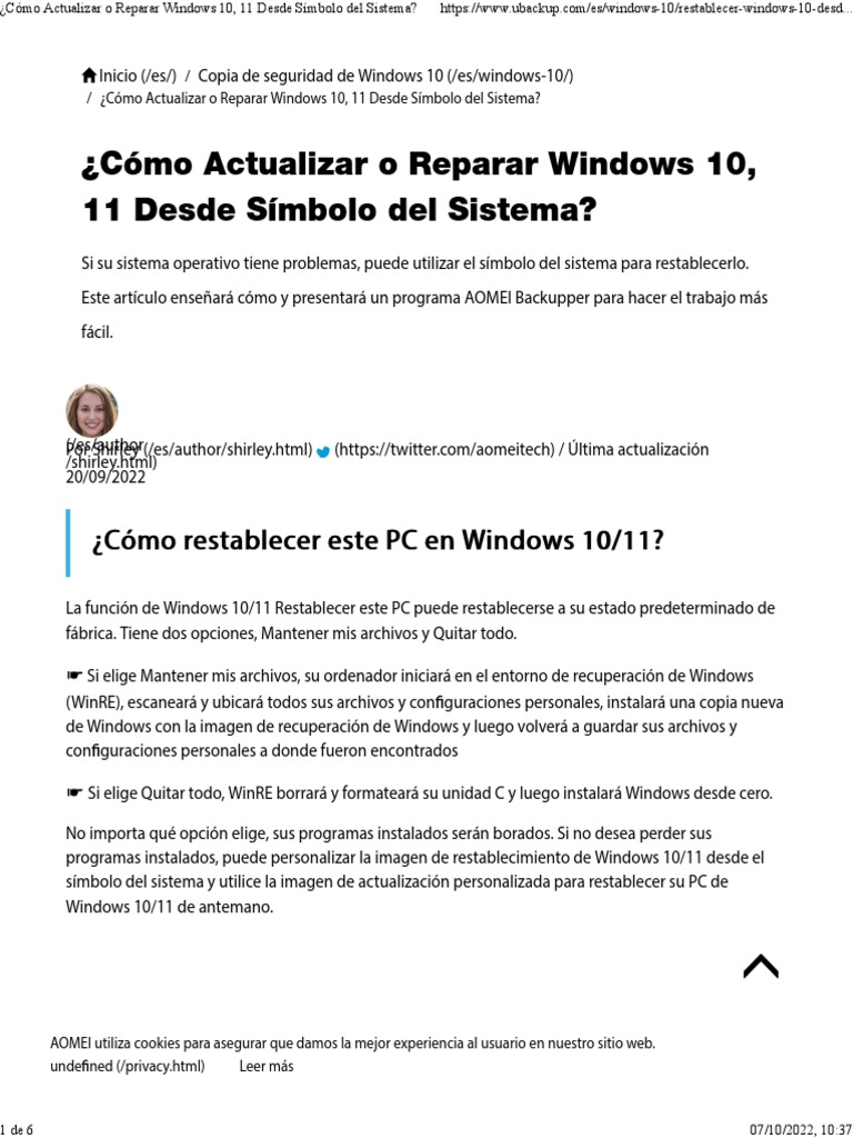 ¿Cómo Actualizar o Reparar Windows 10, 11 Desde Símbolo Del Sistema | PDF | Windows 10 ...
