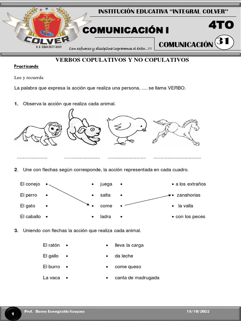 FICHA 31 Practica II de Verbos Copulativos y No Copulativos | PDF