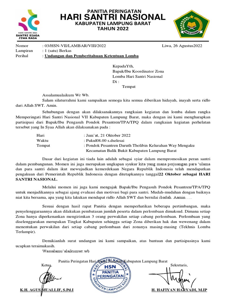 Surat Lomba HSN 2022 | PDF