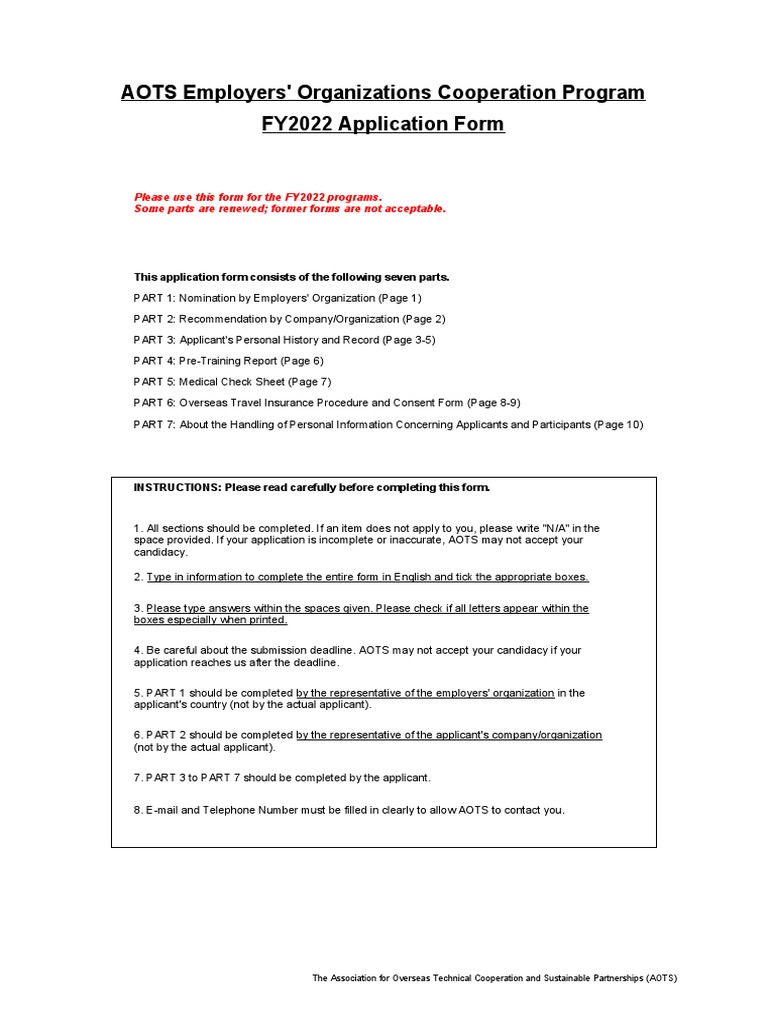 AOTS 04 - 22EREF - Application Form | PDF | Insurance