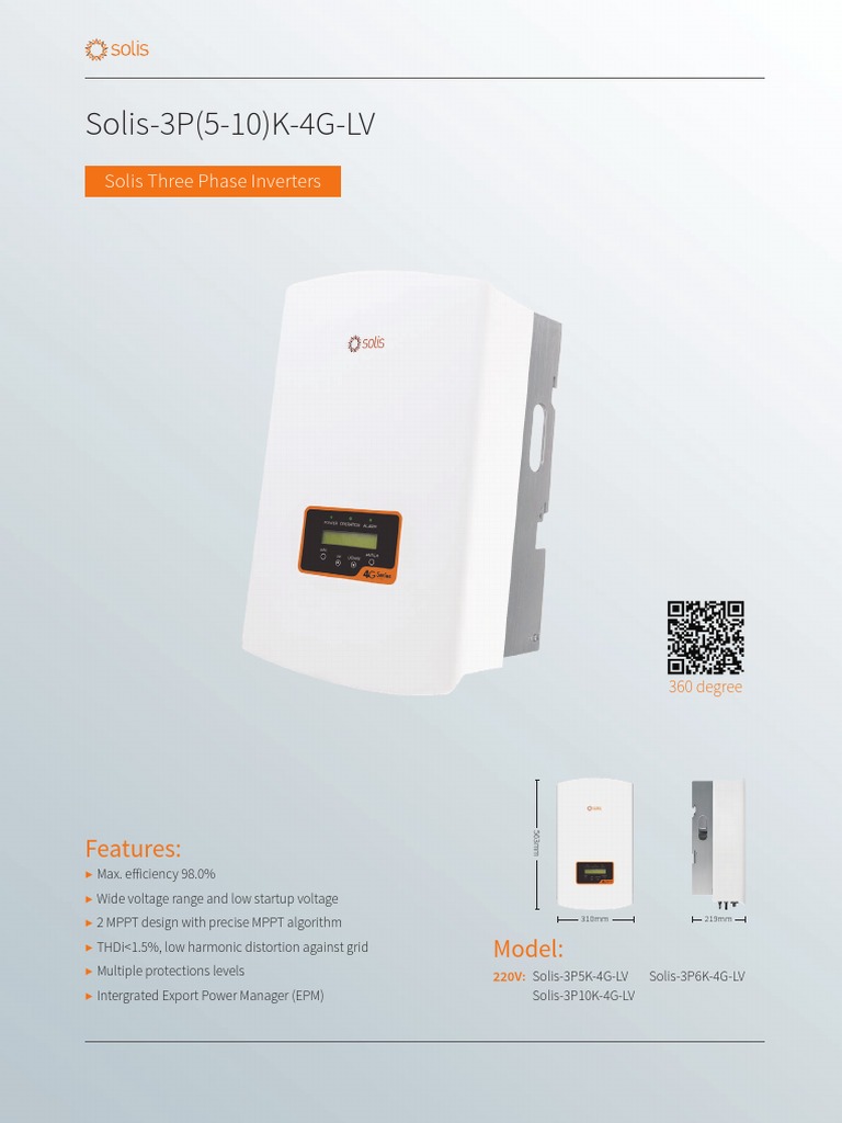 Datasheet - Solis 3P (5 10) K 4G LV | PDF | Mains Electricity | Electrical Engineering