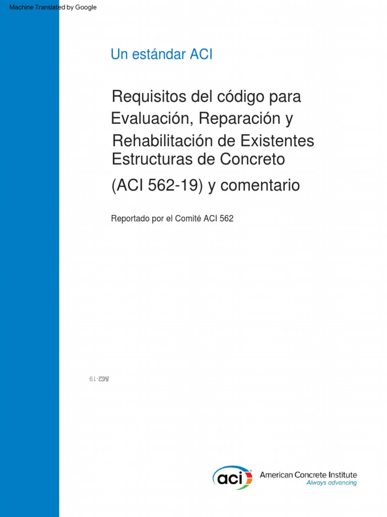 Aci 562 19 190521 | PDF | Hormigón | Diseño
