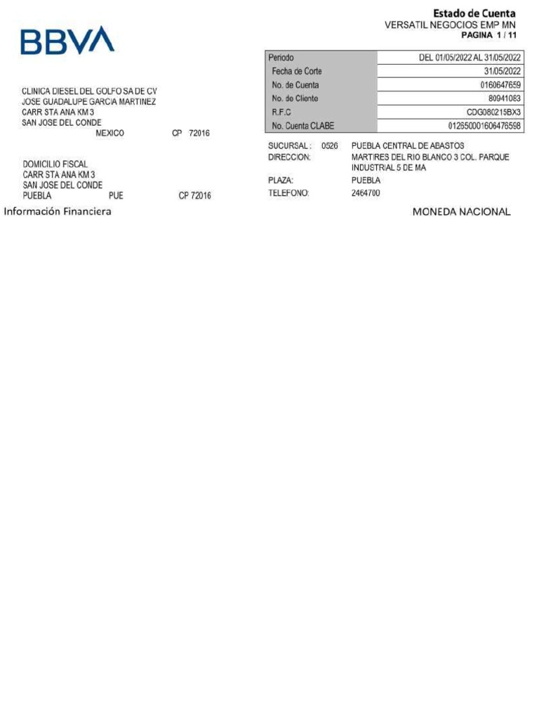 Caratula Cta de Banco | PDF