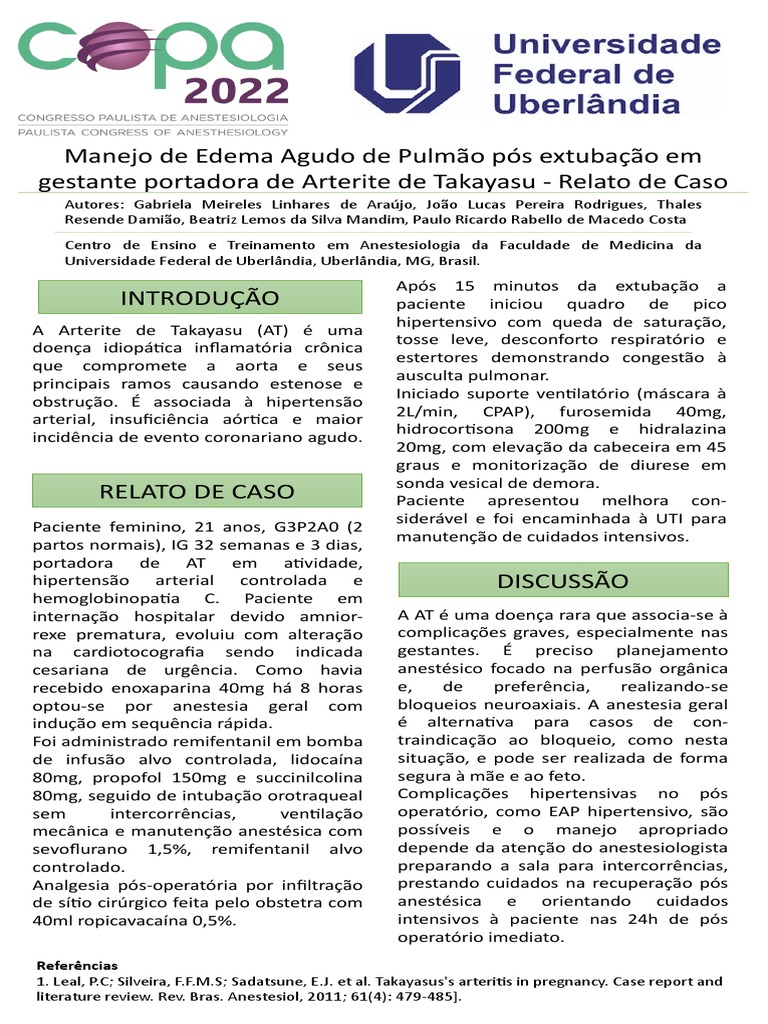 Poster Arterite Takayasu COPA - 2022 | PDF | Medicina Clínica ...