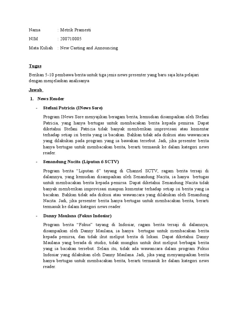 Metrik Pramesti New Casting 13F2 | PDF | Ilmu Sosial