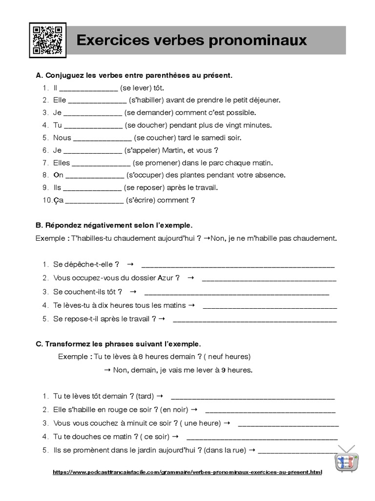 Exercices sur les verbes pronominaux | PDF | Échecs | Théorie (échecs)
