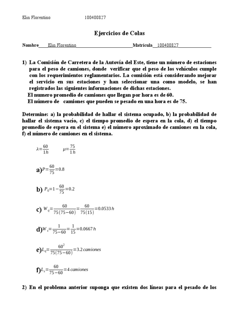 Ejercicios de Colas | PDF
