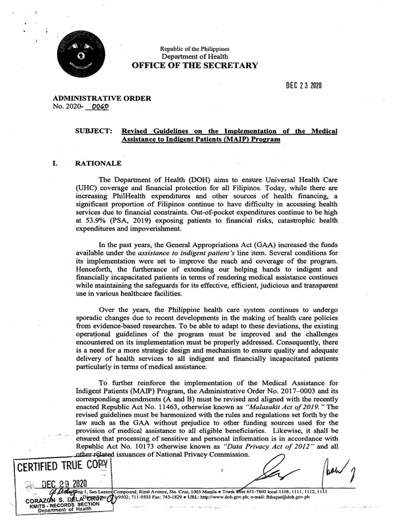 DOH Administrative Order No 2020 0060 | PDF | Hospital | Medicine