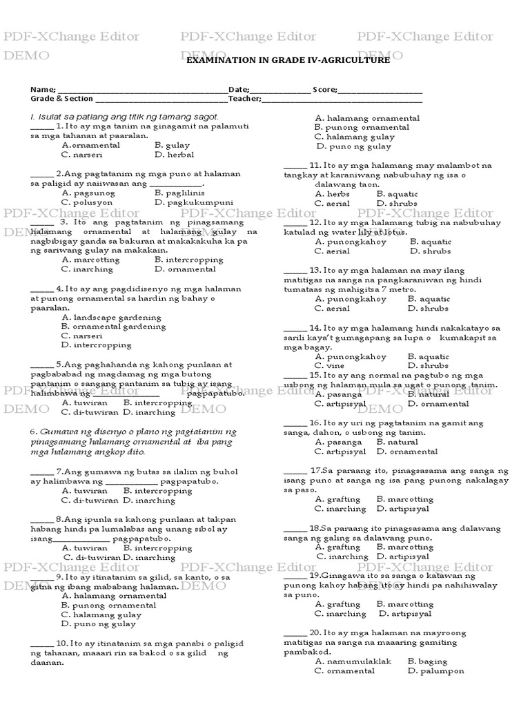 PT - Epp 4-Agriculture Q1 With Tos | PDF