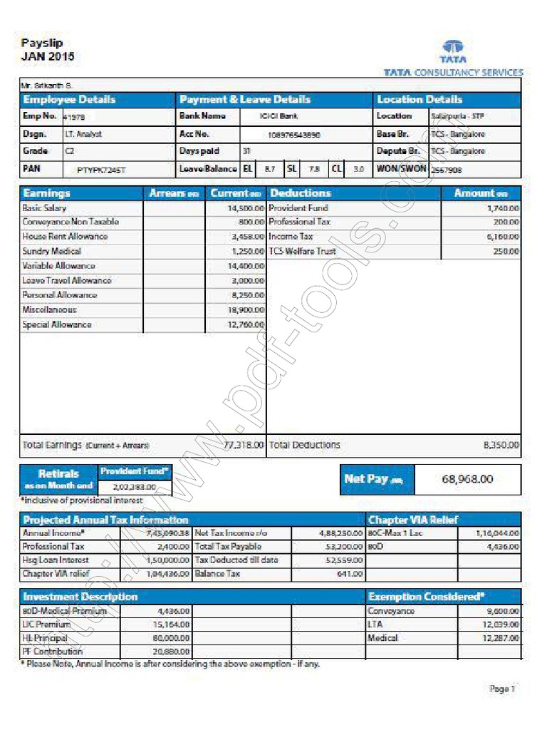 TCS Payslip - PDF Optimized | PDF