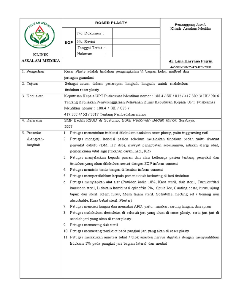 Sop Roser Plasty | PDF