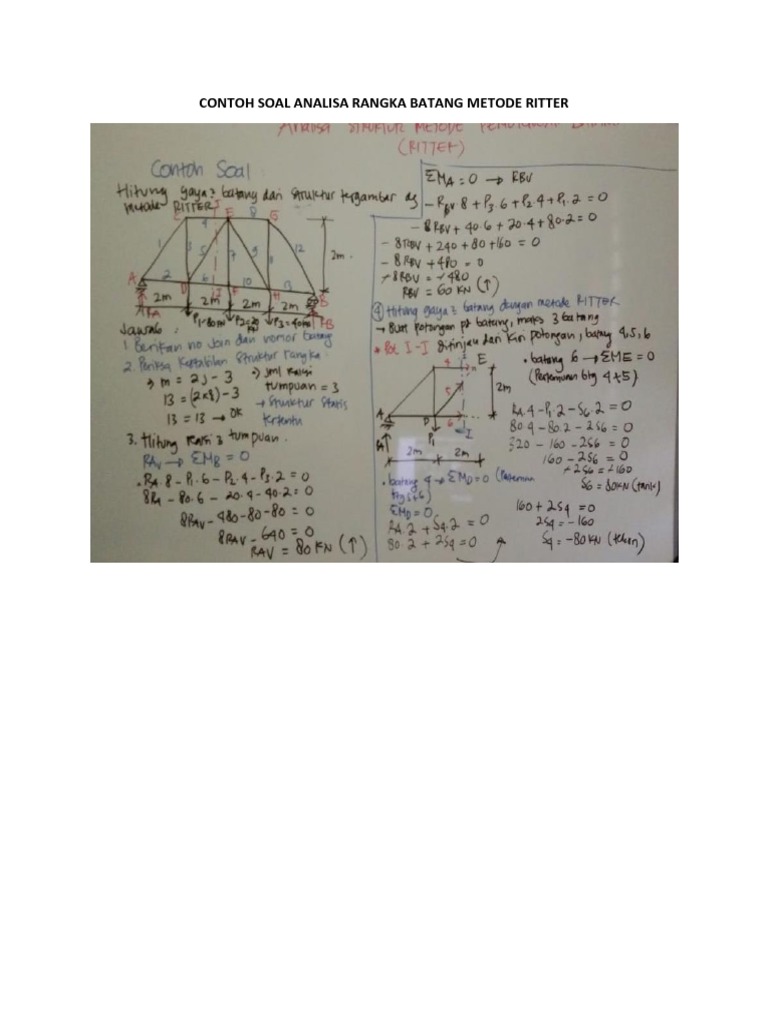 Contoh Soal Analisa Rangka Batang Metode Ritter | PDF