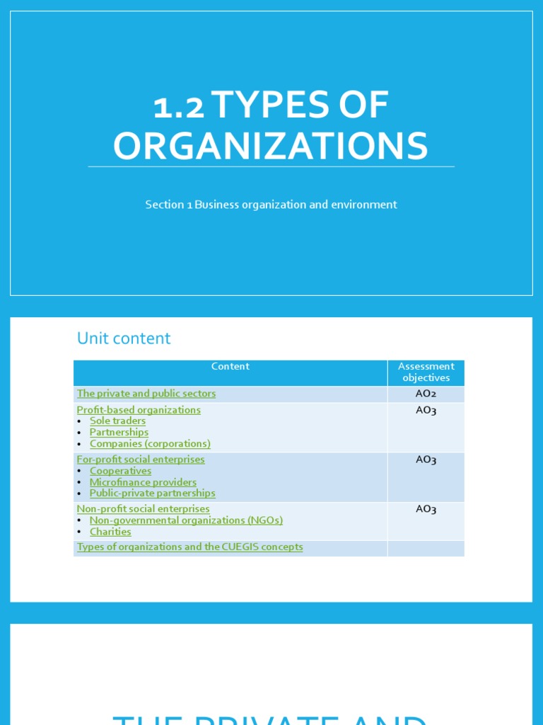 1.2 Types of Organizations | PDF | Social Enterprise | Charitable ...